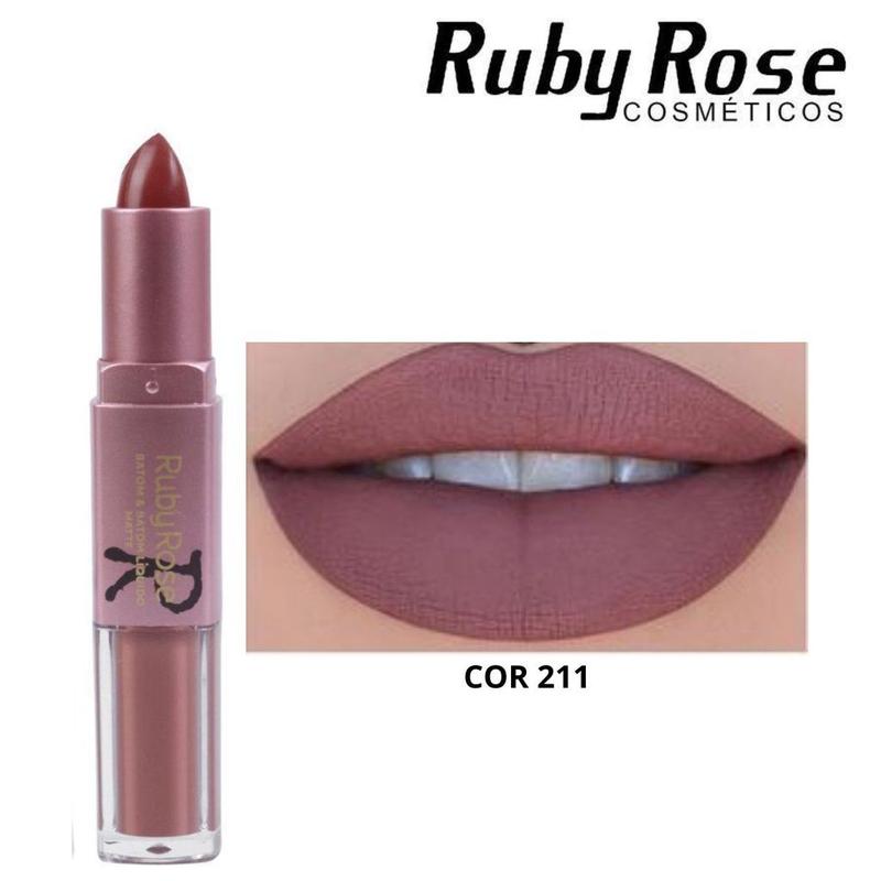 Batom Ruby Rose 2 Em 1 Matte Duo Bastão/líquido Varias Cores - Batom ...