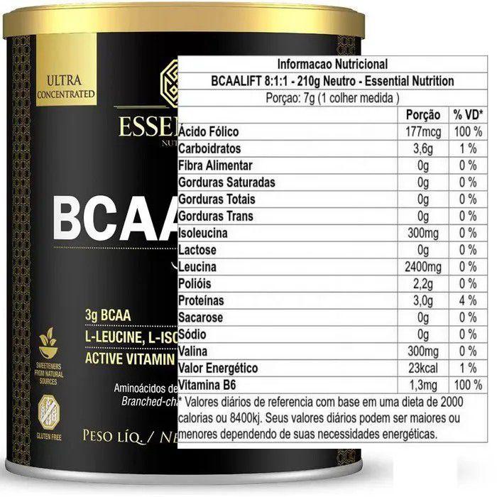 Bcaalift Ultra Concentrado - Lata 210g - Essential Nutrition - BCAA ...