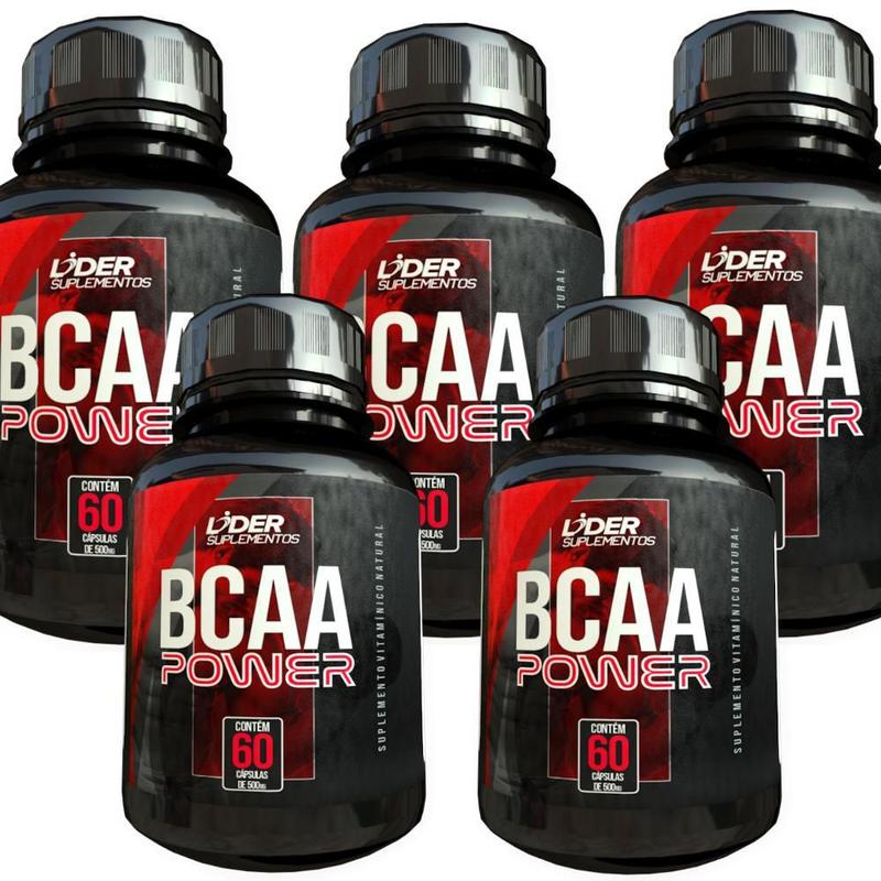 Bcca Power - 60 Cápsulas De 500Mg Kit Com 5 Potes - Lider Vendas - BCAA ...
