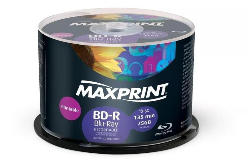 Bd-R Blu-Ray Recordable 135 Min 25Gb Pc/Mac C/50U - Max Print - Mídia ...