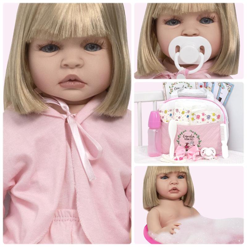 Bebe Reborn Barata Loira Silicone Enxoval Completo 20 Itens - Cegonha ...