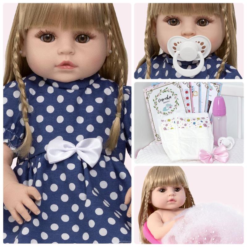 Bebê Reborn Barata Realista Loira Princesa Corpo de Vinil - Cegonha ...