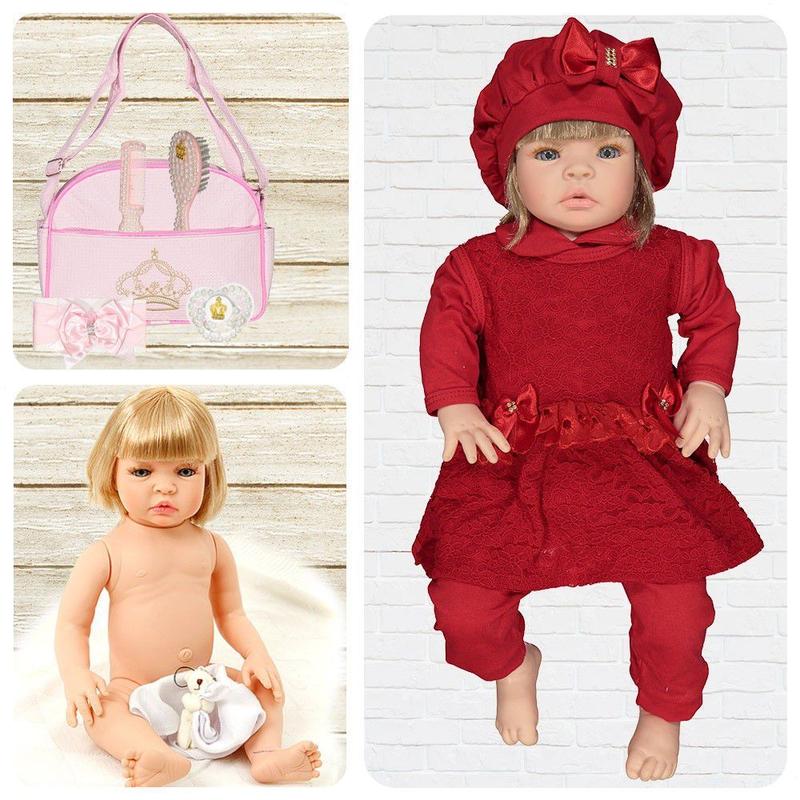 Bebê Reborn de Luxo 100% Silicone Loira Lais Vermelho - Cegonha Reborn ...