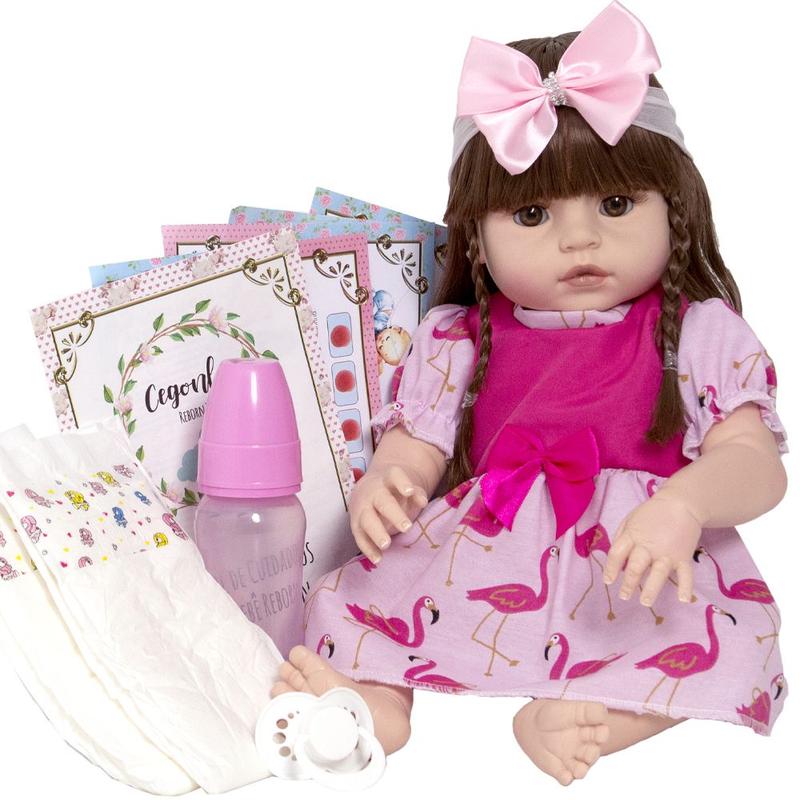 Bebê Reborn Menina Toda de Silicone Realista Com Chupeta - Cegonha ...
