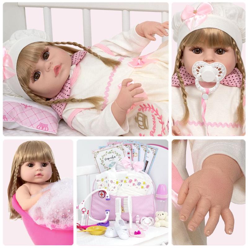 Bebê Reborn Princesa Sofia 100% Silicone Loira 24 Acessórios - Cegonha Reborn Dolls - Bonecas ...