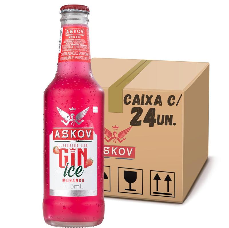 Bebida askov ice gin morango long neck cx com 24 un de 275ml - Ice ...