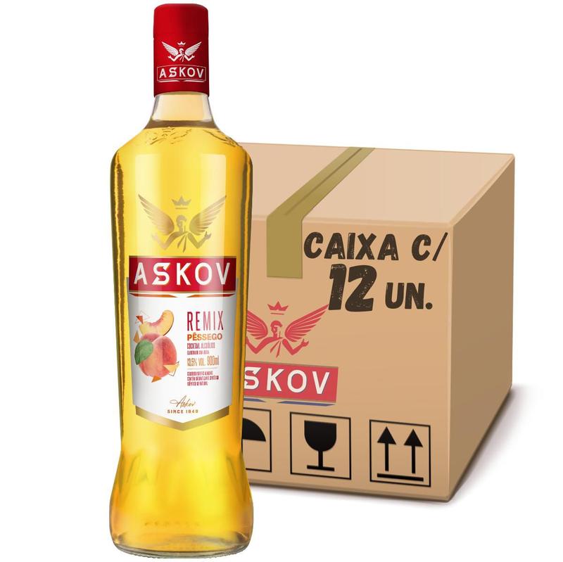 Bebida askov vodka remix pêssego caixa com 12 un de 900ml - Vodka ...