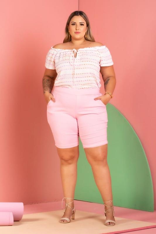 Bermuda Bengaline Camille Rosa Plus Size - Domenica Solazzo - Bermuda ...
