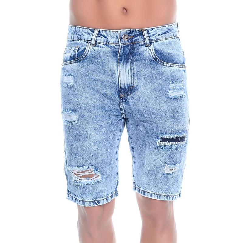 Bermuda Jeans Délavé Com Rasgos 2 - Emporio Alex - Bermuda Masculina ...