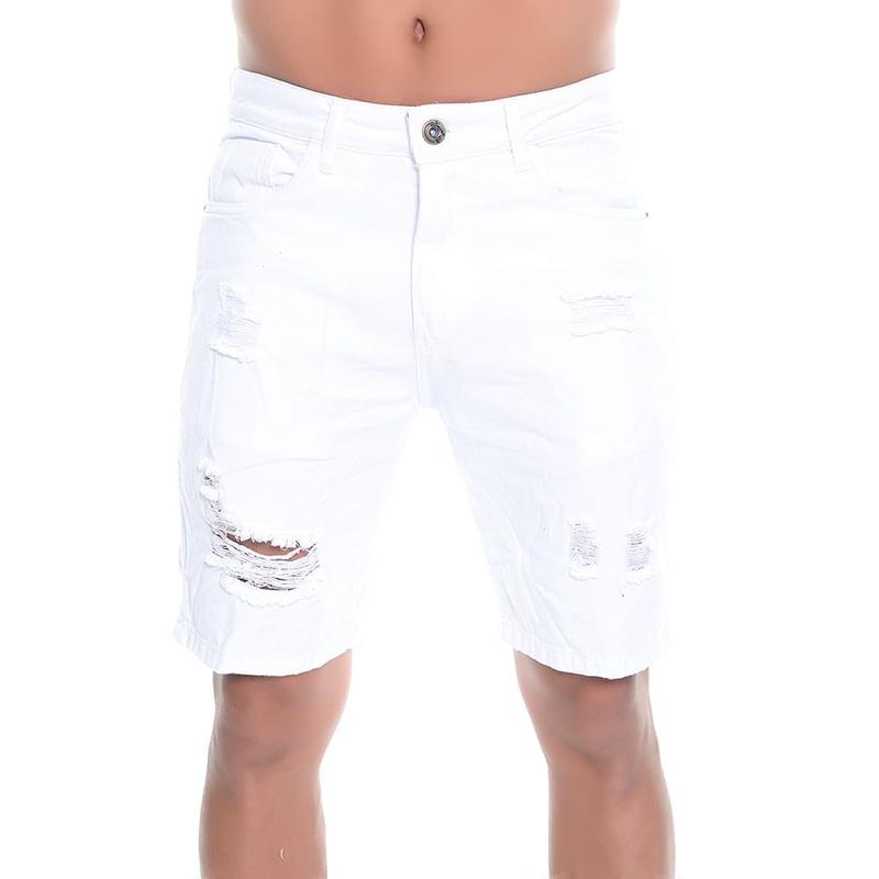 Bermuda Sarja Destroyed Branca - Emporio Alex - Bermuda Masculina ...