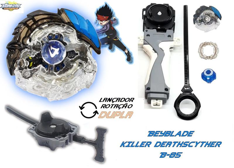 Beyblade Burst C/ 2 Lançador Grip Killer Deathscyther Beyblader Daigo ...