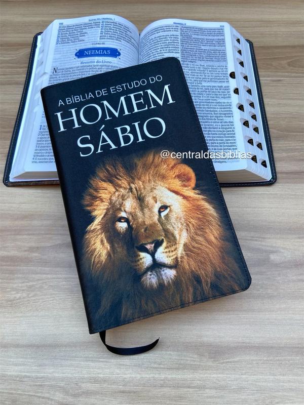 Bíblia de estudo do homem sábio com harpa e corinhos capa leao de juda ...