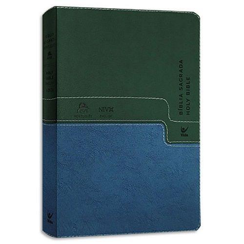 Bíblia sagrada bilíngue - holy bible - azul- vida - Bíblia - Magazine Luiza