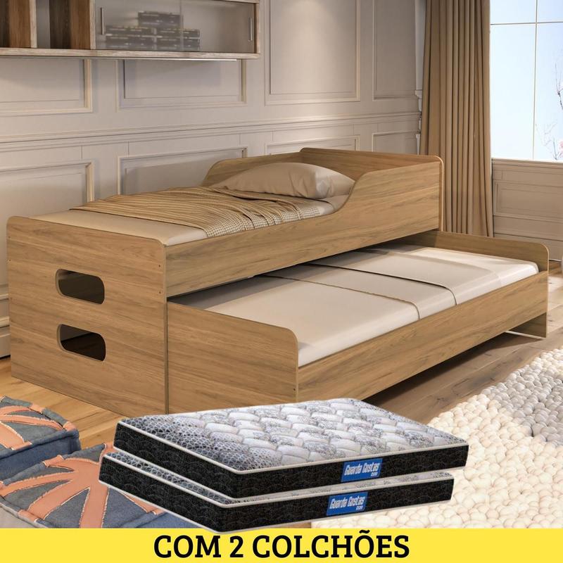 Bicama c/ Auxiliar Bibox + 2 Colchões Probel D20 - Kaza Ecom - Cama Tradicional - Magazine Luiza