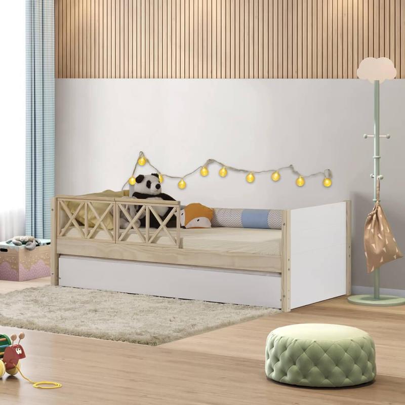 Bicama Infantil Kalmar Grade Dupla Natural/Branco Casatema - Bicama ...