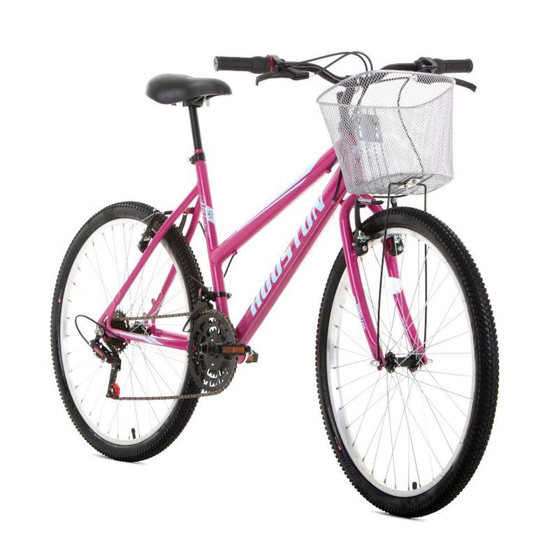Bicicleta Aro 26 Houston Foxer Maori Com Cesto 21 Velocidades Rosa ...
