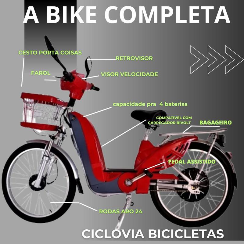 Bicicleta Eletrica 350W Pedal Assistido Pratica Bonita Mais Vendida ...