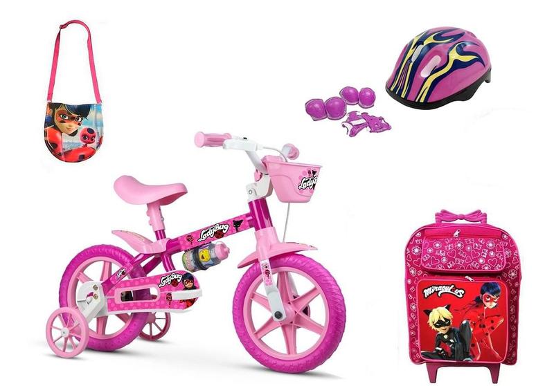Bicicleta Lady Bug Miraculous Aro 12 - 4 Itens - Mco Bikes - Bicicleta ...
