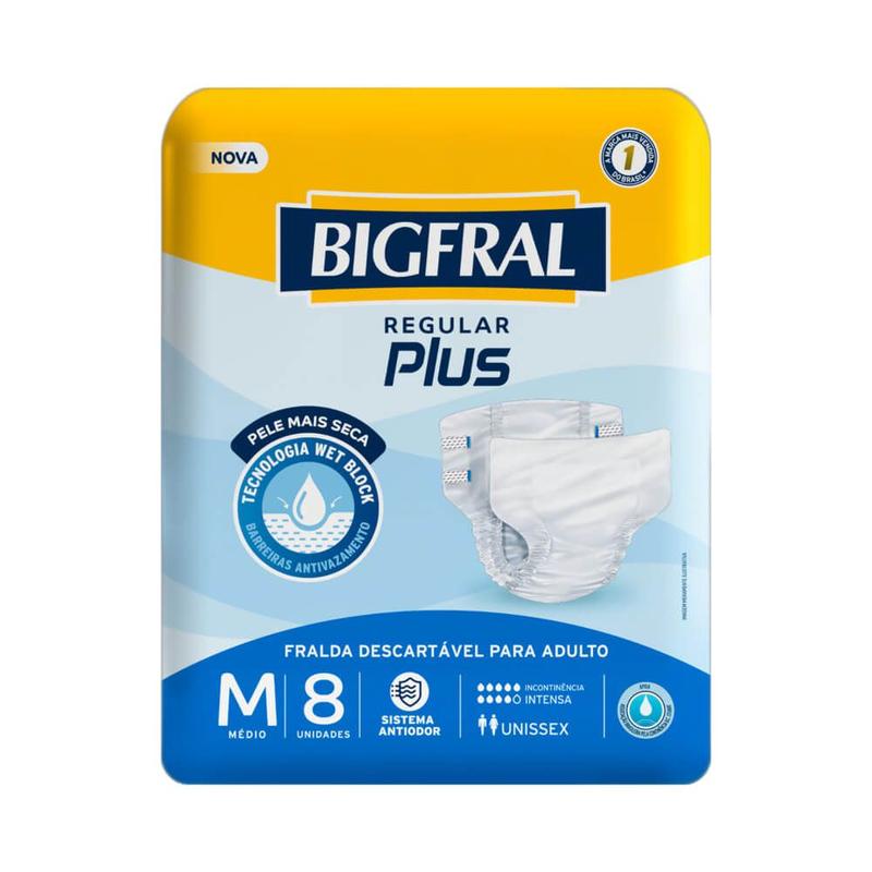Bigfral Fralda Adulta Regular Plus M C/8 - Fralda Geriátrica - Magazine ...