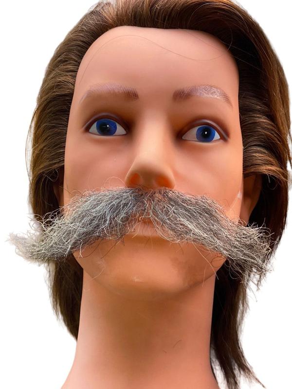 Bigode Postiço Cheio Grisalho Claro- Realista implantado fio - Lynx ...