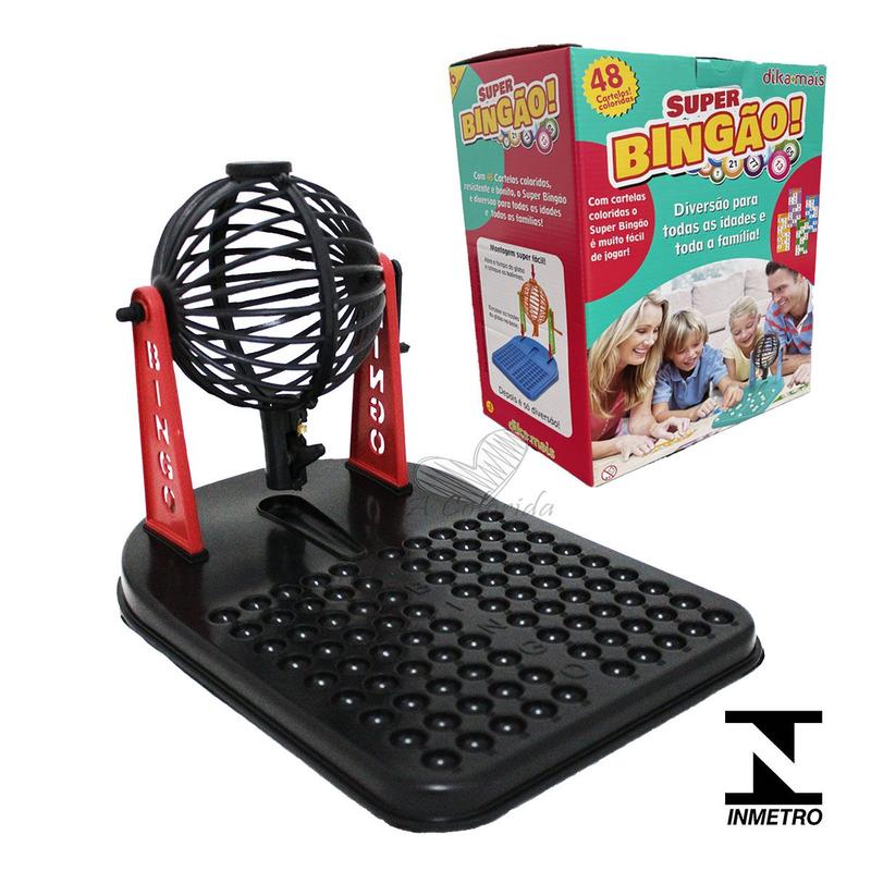 Bingo 48 Cartela Com Globo Giratório Brinquedo Infantil Novo Diversão ...