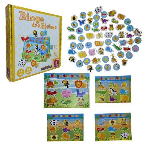 Bingo Dos Bichos Animais Brinquedos Educativo Madeira 61 peças ...