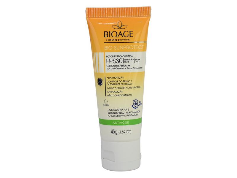 Bio-Sunprotect Gel Creme Anti Acne Fps 30 45g - BioAge - Protetor Solar ...