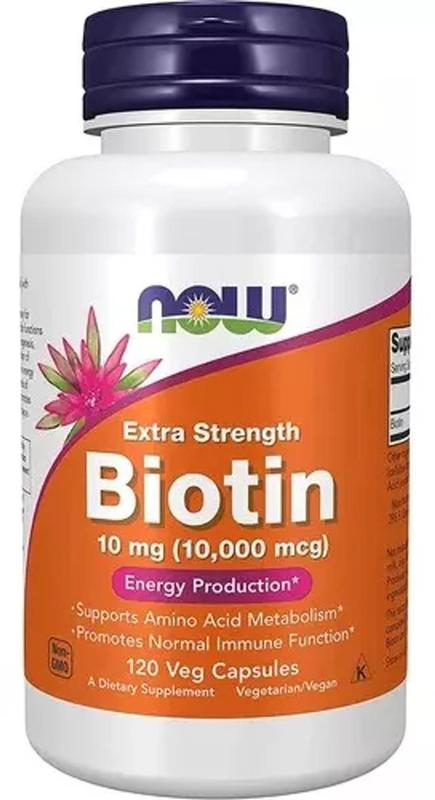 Biotina 10mg 10000 Mcg 120 Capsulas Veg Now Foods Importado - Biotina ...