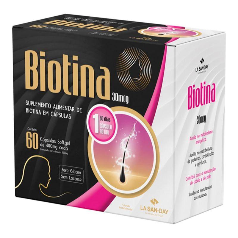 Biotina 30mcg Softgel 400mg cada La san-day Cx c/ 60 caps - Biotina ...