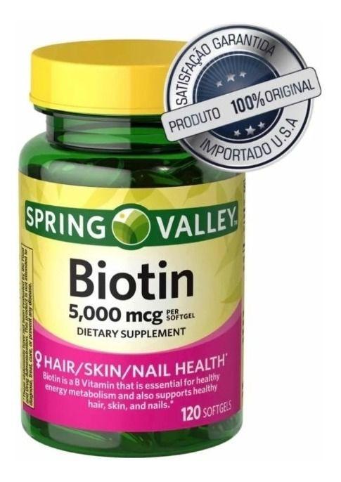 Biotina 5000 Mcg Spring Valley 120 Capsulas Biotin Usa Pele Unha ...