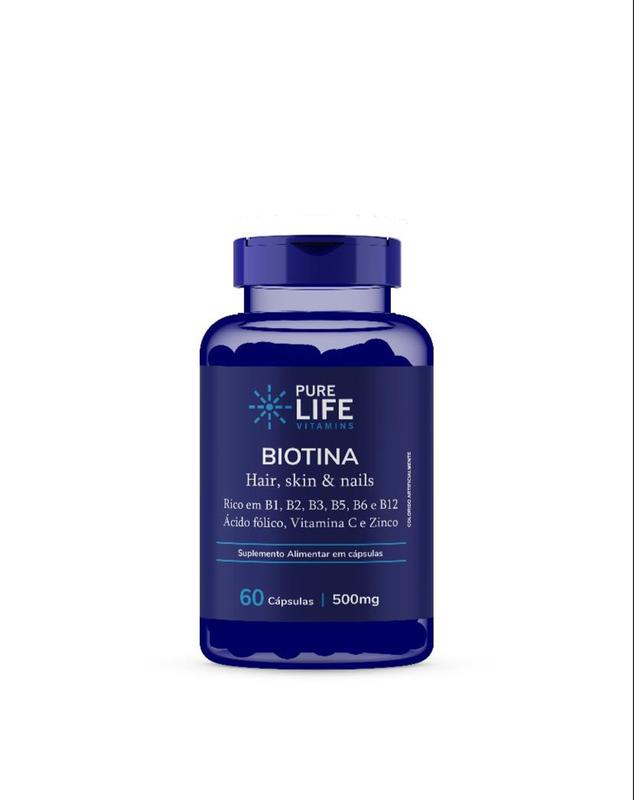 Biotina Hair,skin, nails Rico em B1,B2,B3,B5,B6 e B12 Ácido Fólico ...