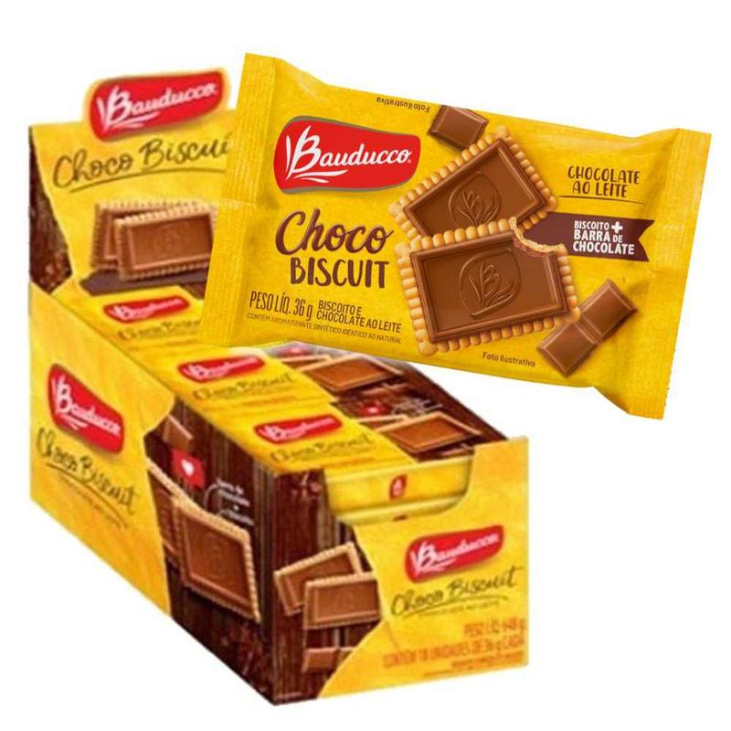 Biscoito Bolacha Bauducco Choco Biscuit 18 pacotes 36g - Biscoito ...