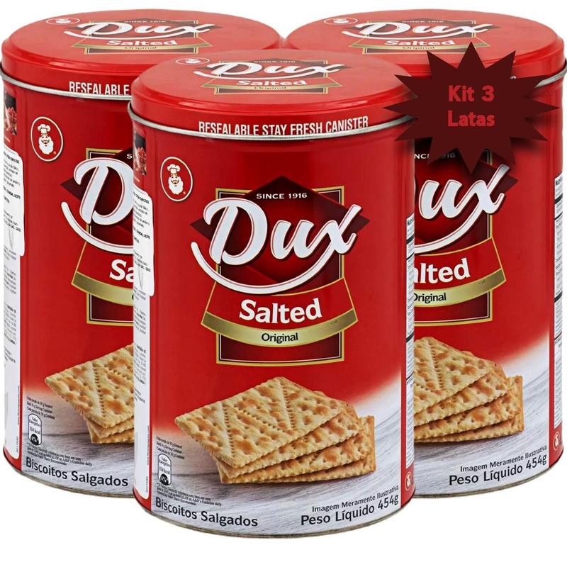 Biscoito Crackers Dux Salgado Lata 454G (3 Latas) - Biscoito Salgado ...