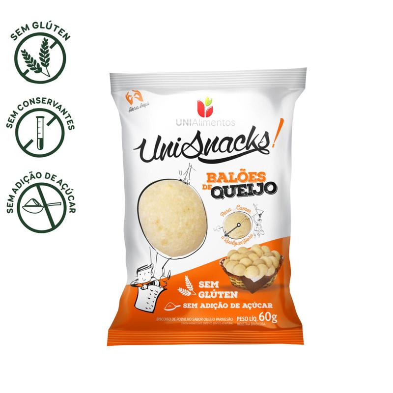 Biscoito Polvilho balões de queijo parmesão 60g - Unifoods - Biscoito / Bolacha - Magazine Luiza