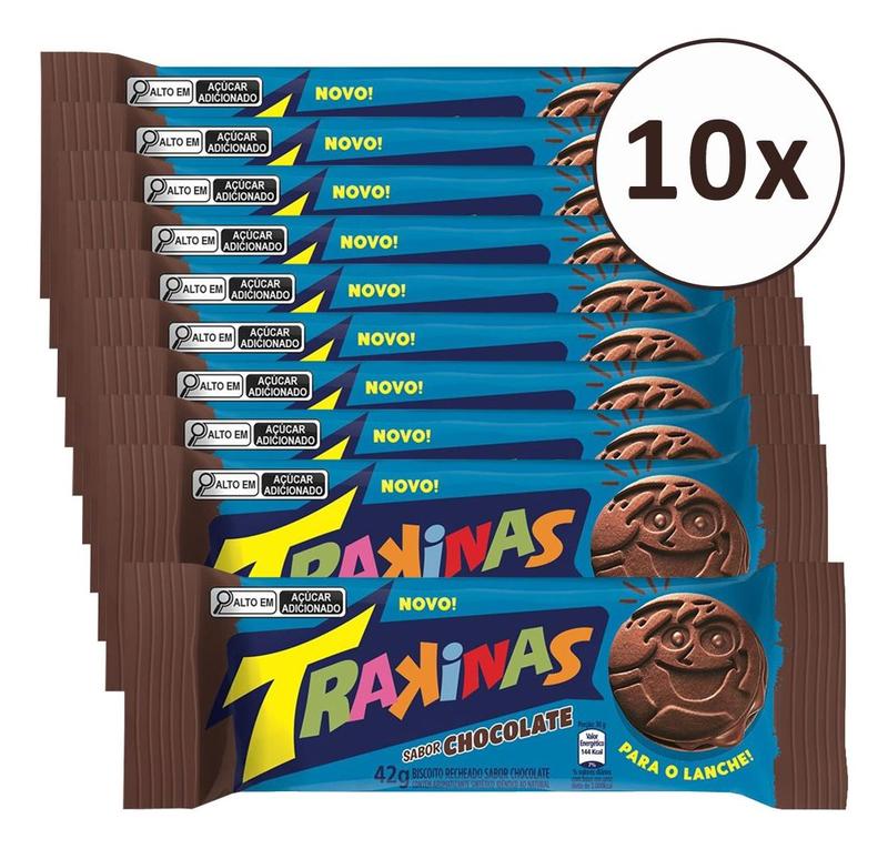 Biscoito Trakinas Lanche Sabor Chocolate 10 Unidades De 42g - Modelez ...