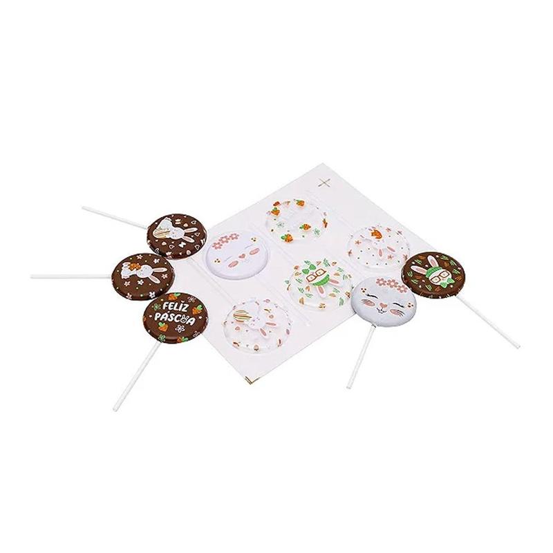 Blister Decorado com Transfer para Chocolate Pirulito de Páscoa 5,5cm ...