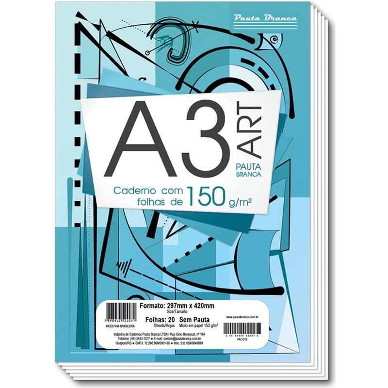 Bloco A3 150g Pauta Branca 20 folhas - Bloco de Desenho - Magazine Luiza
