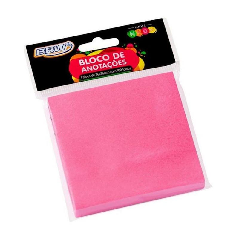 Bloco Adesivo para Recado Postite 100 Folhas 76X76mm Neon - BRW - Bloco ...