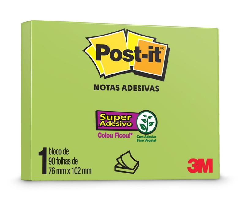 Bloco Adesivo Post-It 76mm x 102mm 657 Neon Com 90 Folhas - 3M - Bloco ...