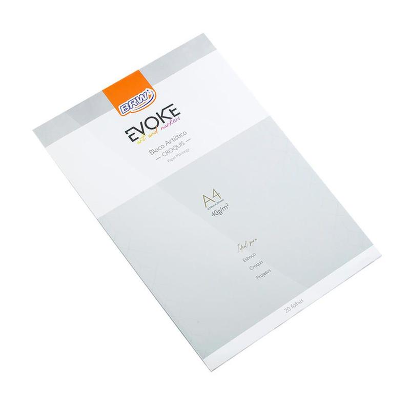 Bloco Artístico Croquis A4 - 40g/m2 - 20 folhas BRW - Bloco de Desenho ...