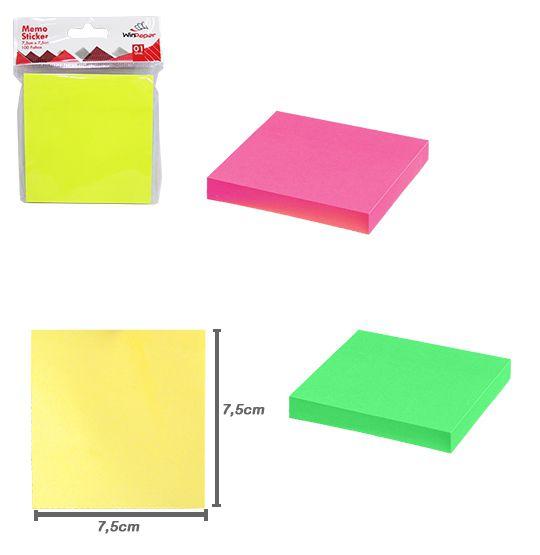 Bloco Autoadesivo Sticker Para Recado Quadrado Com 100 Folhas Colors 7 ...