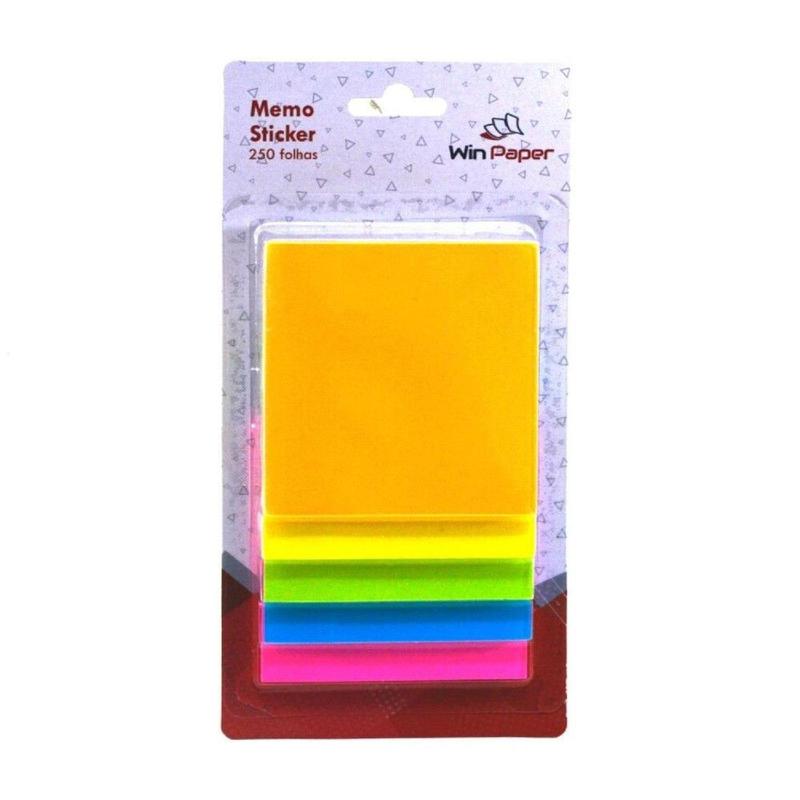 Bloco De Anotacao Adesivo Memo Sticker 250 Folhas Win Paper - Bloco ...