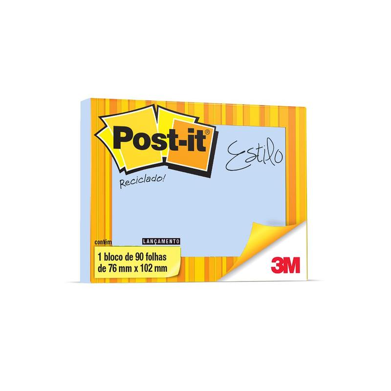 Bloco de Notas Post It 76 x 102 Com 090 Folhas Azul - 3M - Bloco de ...