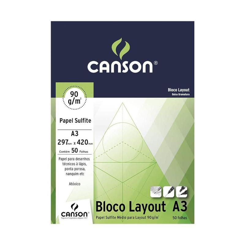 Bloco Layout A3 Canson 90G Técnico 50 Folhas - Bloco de Desenho ...