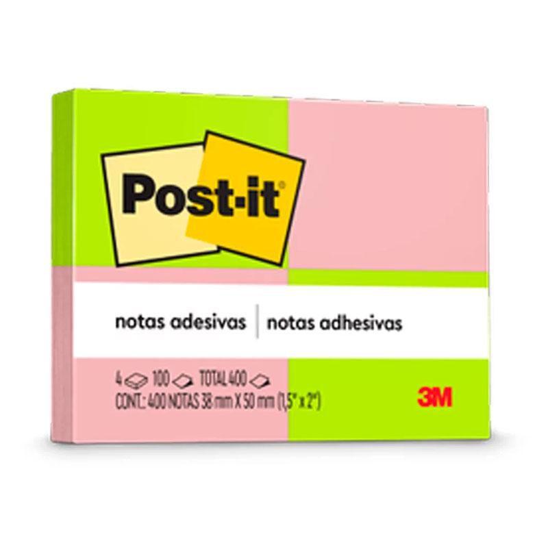 Bloco Post It 653 cores rosa/limão com 4 blocos 100 fls 3M - Bloco ...