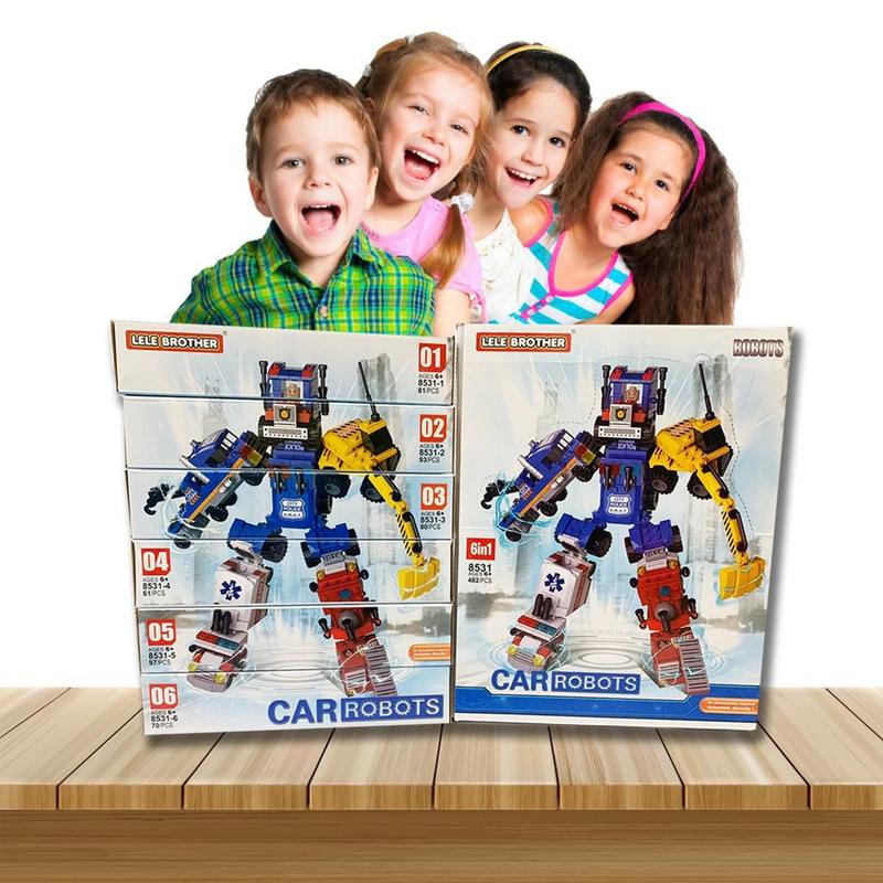 Blocos de Montar Carro Transformers 6 em 1 Infantil - Robomix ...