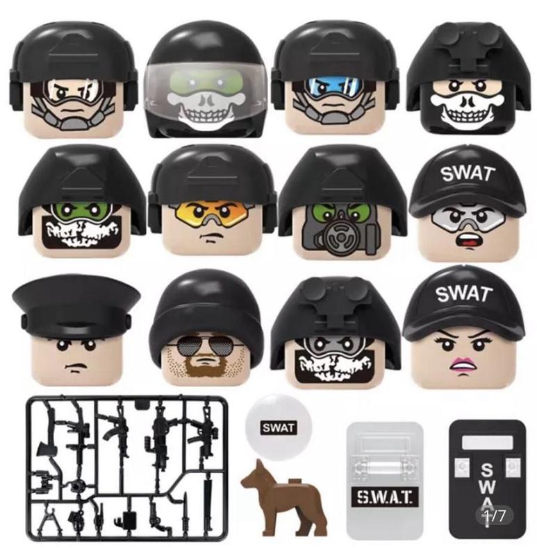 Blocos De Montar Kit 12 Bonecos Special Forces K9 Swat - Mega Block ...