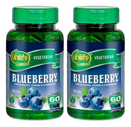 Blueberry Mirtilo 550mg Com 2 X 60 Cápsulas - Unilife - Fitoterápicos e Vitaminas - Magazine Luiza