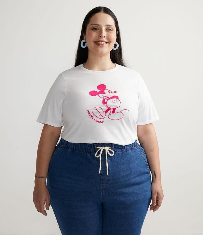 Blusa Alongada em Algodão estampa Mickey Mouse Curve & Plus Size ...