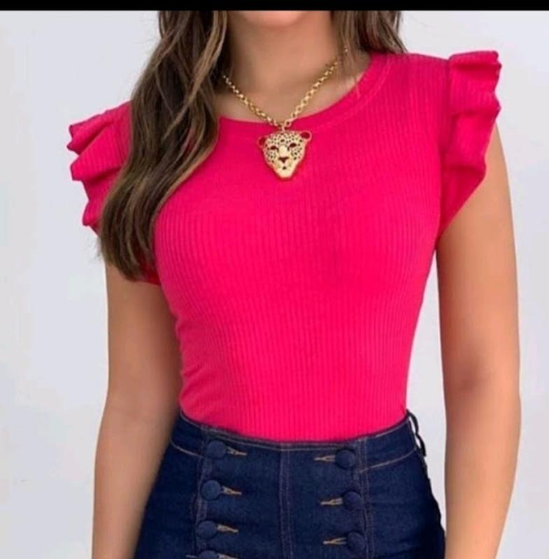 Blusa Blusinha Feminina Manga Curta Regata Bufante Babado - amora mora ...